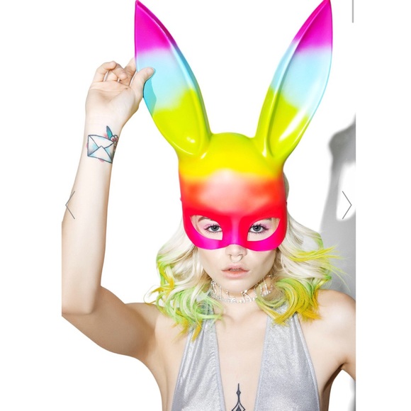 rave | Accessories | Easter Bunny Mask Rave Edm Party Rainbow Festival ...